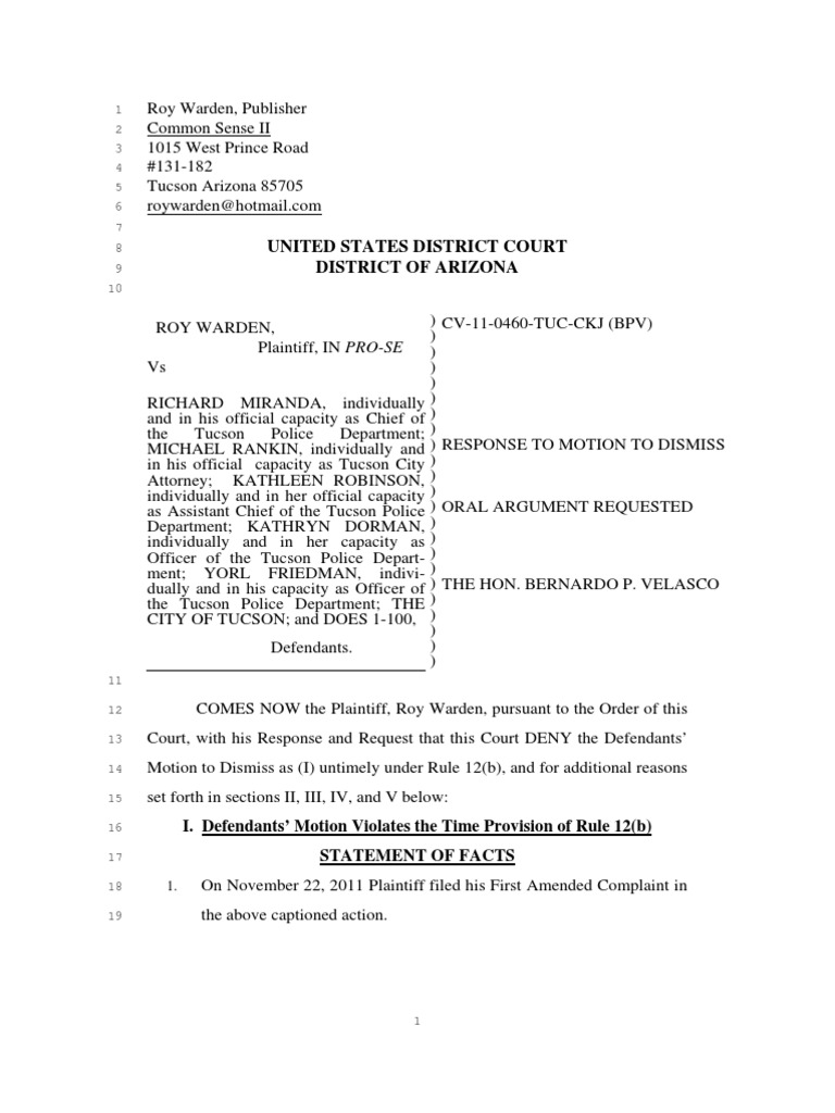 Response To Motion To Dismiss | PDF | Collateral Estoppel | Res Judicata