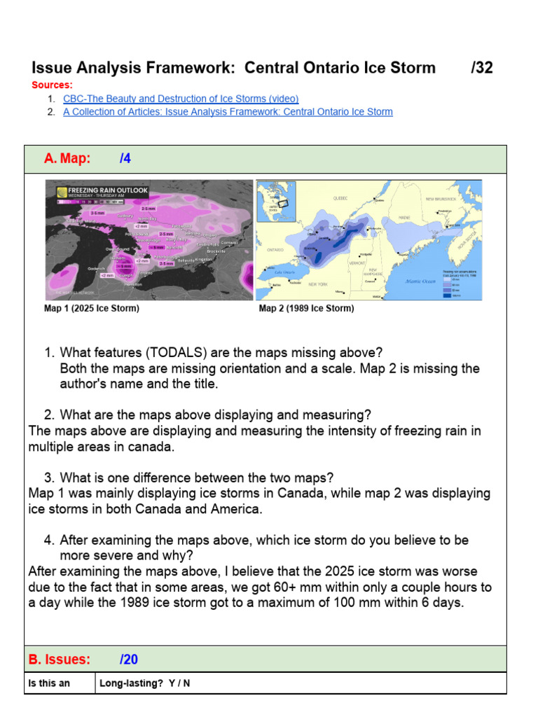 Issue Analysis Framework Central Ontario Ice Storm - Aila Wood | PDF ...