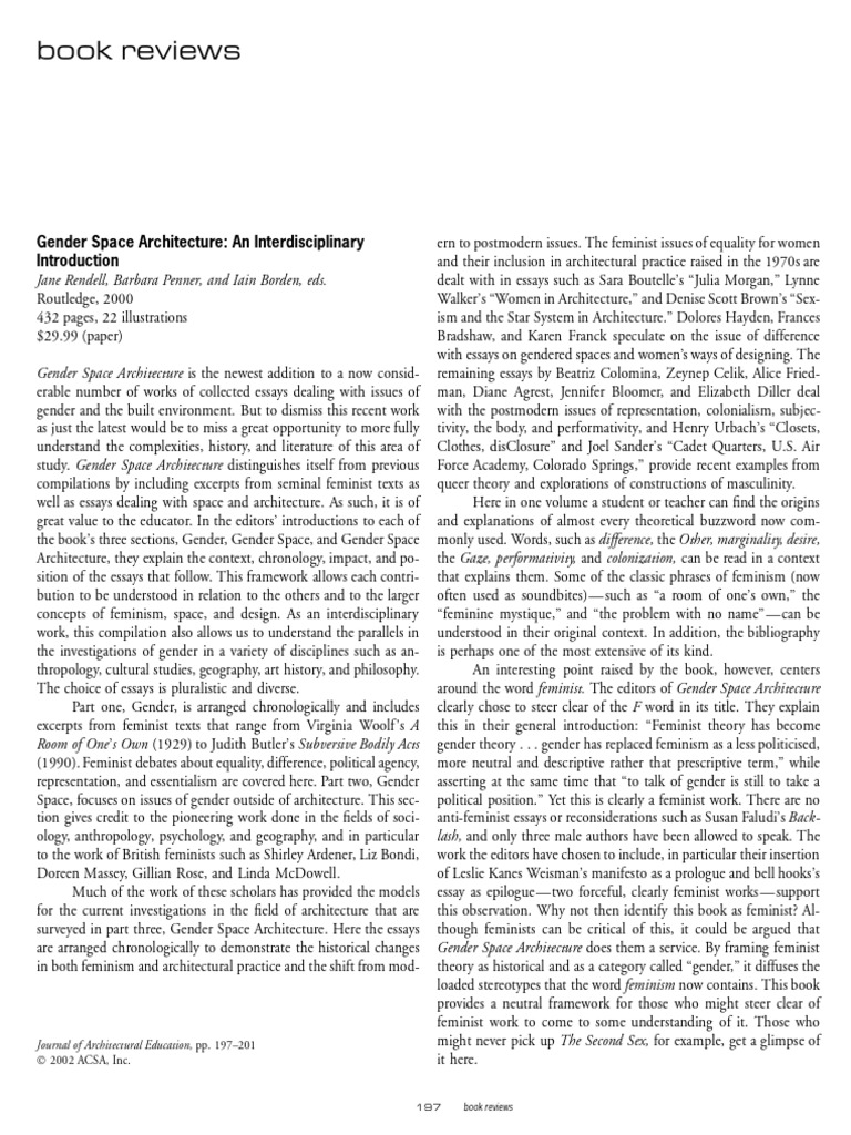 Gender Space Architecture Overview | PDF | Feminism | Gender Studies
