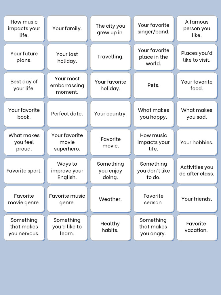 Talk For A Minute Speaking Worksheet in Blue White Simple Style | PDF