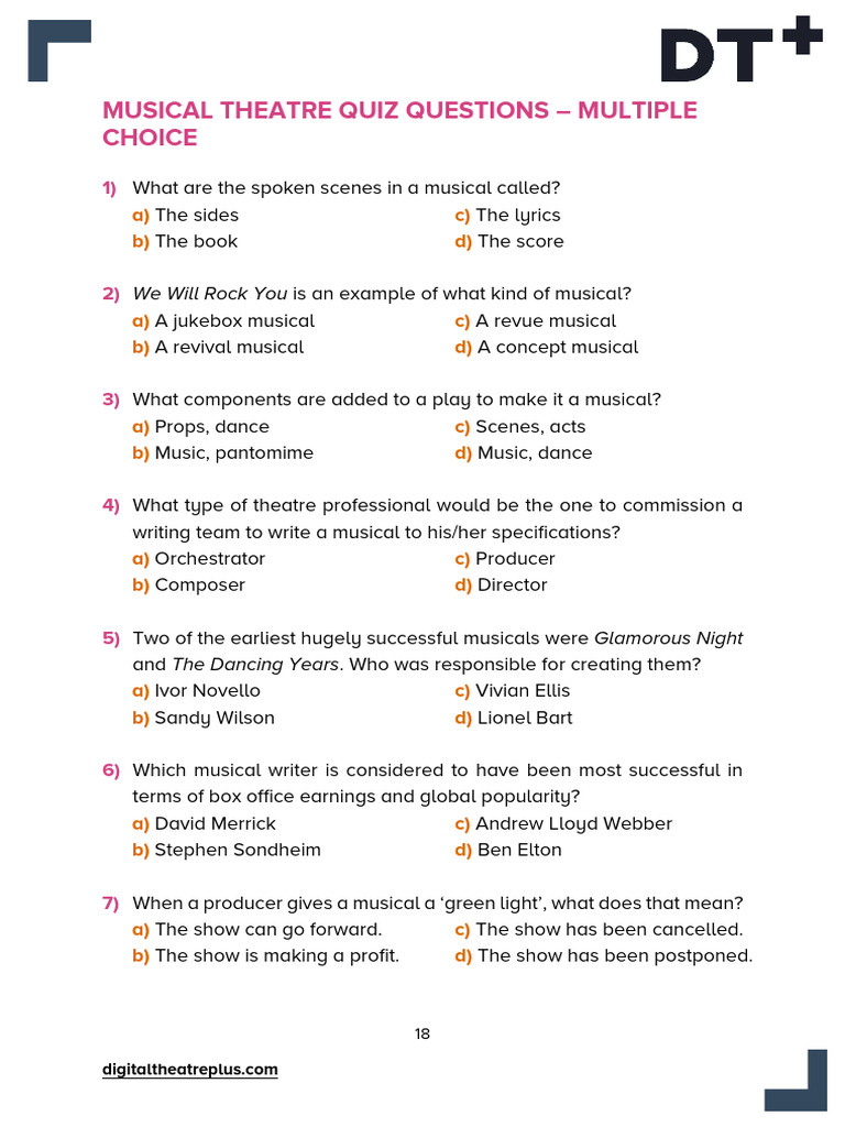 Musical Theatre Practice Quiz MC | PDF | Musical Theatre | Performing Arts
