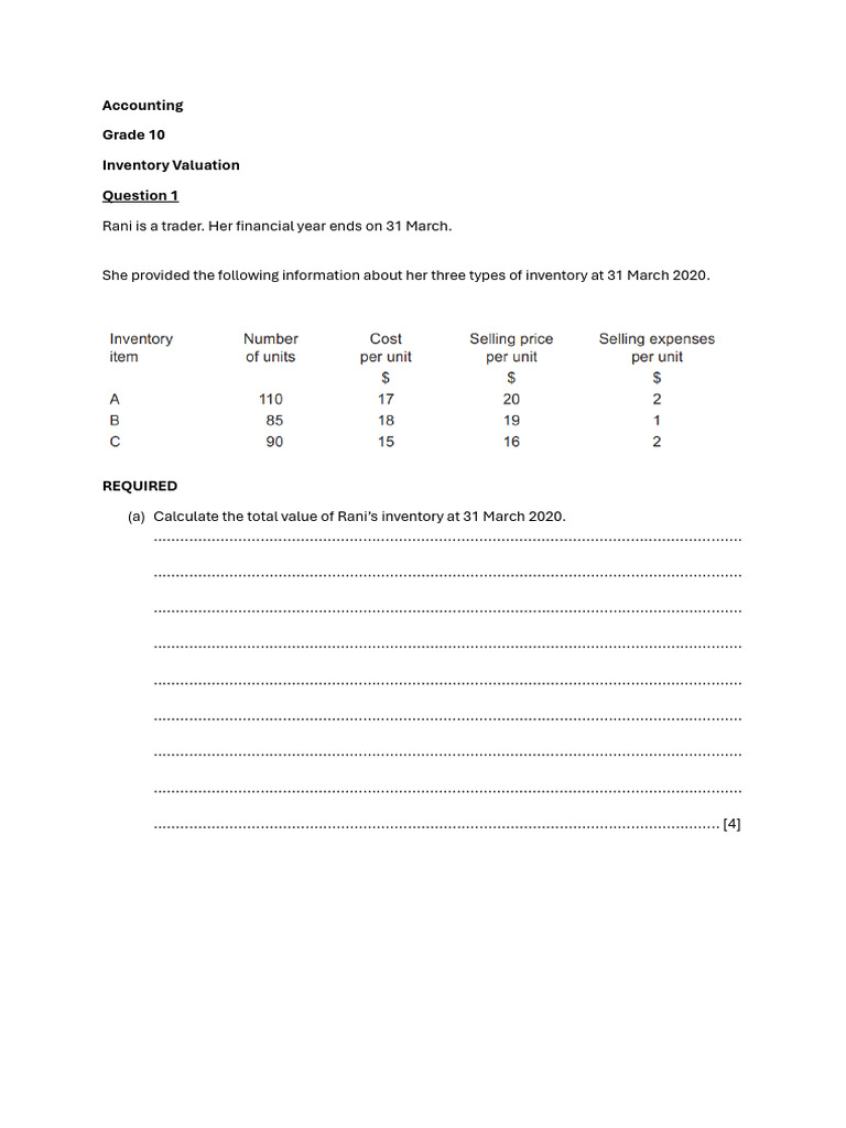 Inventory Valuation Worksheet 1 | PDF | Inventory | Corporations