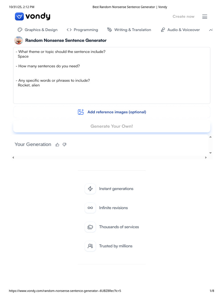 Best Random Nonsense Sentence Generator _ Vondy | PDF | Language ...