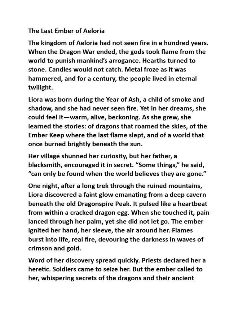 The Last Ember of Aeloria | PDF | Dragon | Fires