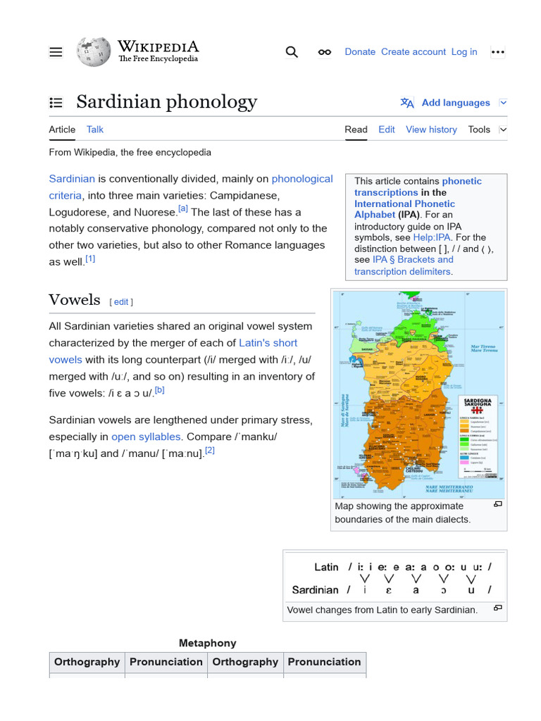 En Wikipedia Org Wiki Sardinian Phonology... | PDF | Syllable | Vowel