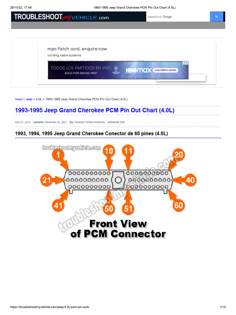 Pin Out PCM Jeep Grand Cherokee 4.0L | PDF | todoterreno | Vehículo de ...
