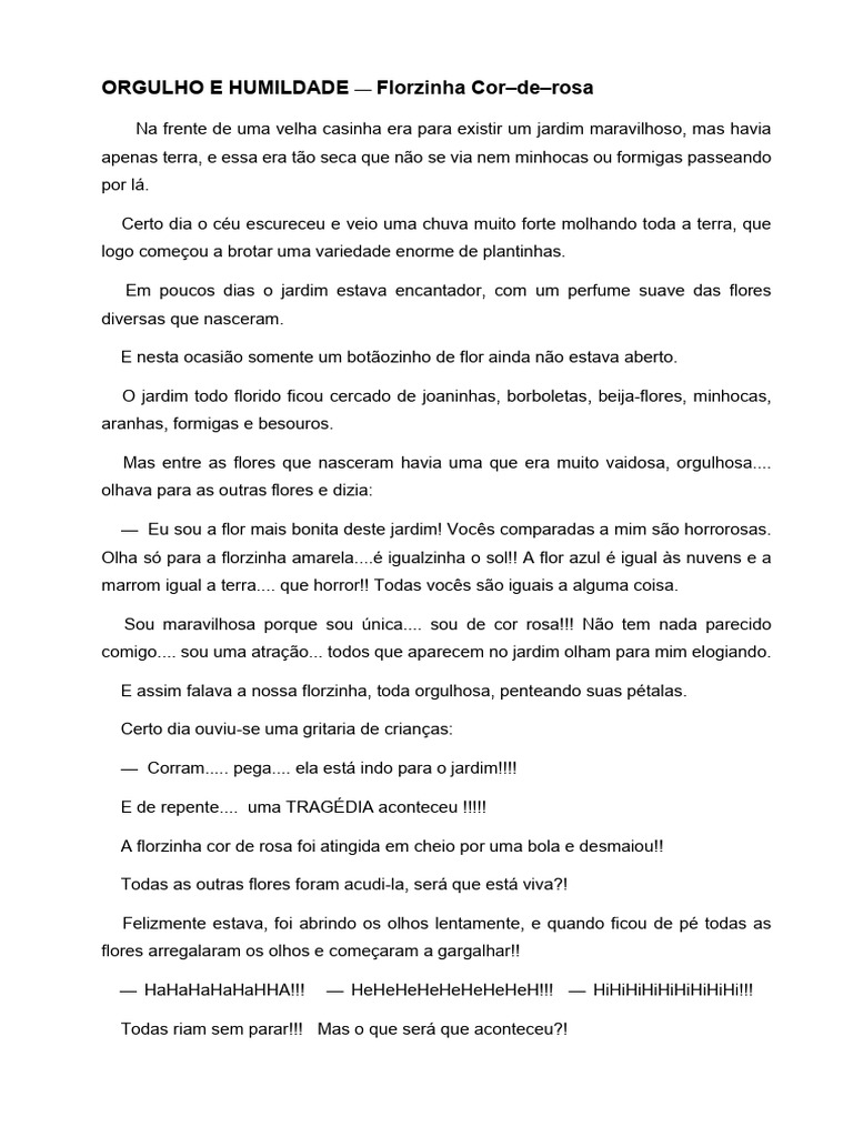 ORGULHO E HUMILDADE — Florzinha Cor–de–rosa | PDF | Cor