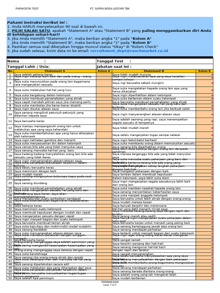 Tes Papikostik untuk Rekrutmen Karyawan | PDF