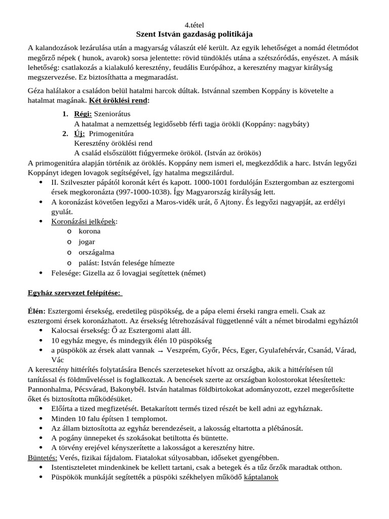 5.tétel Szent István Állam | PDF