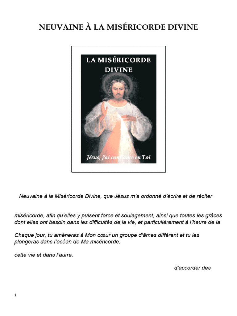 Neuvaine à la Miséricorde Divine | PDF | Miséricorde | Doctrines et ...