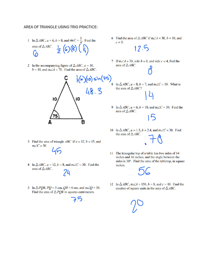 Area of A Triangle Trig | PDF