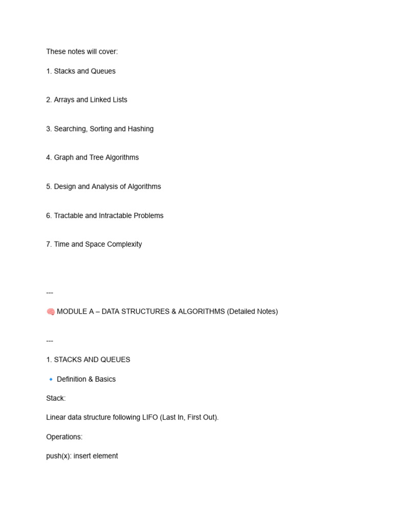 Data Structures and Algorithms Overview | PDF | Computer Network | Parsing