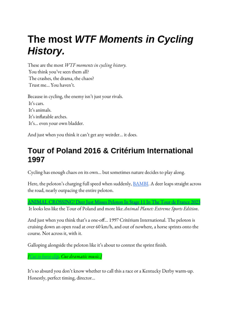 PPTOfYU3_ The most WTF Moments in Cycling History (1) | PDF | Tour De ...