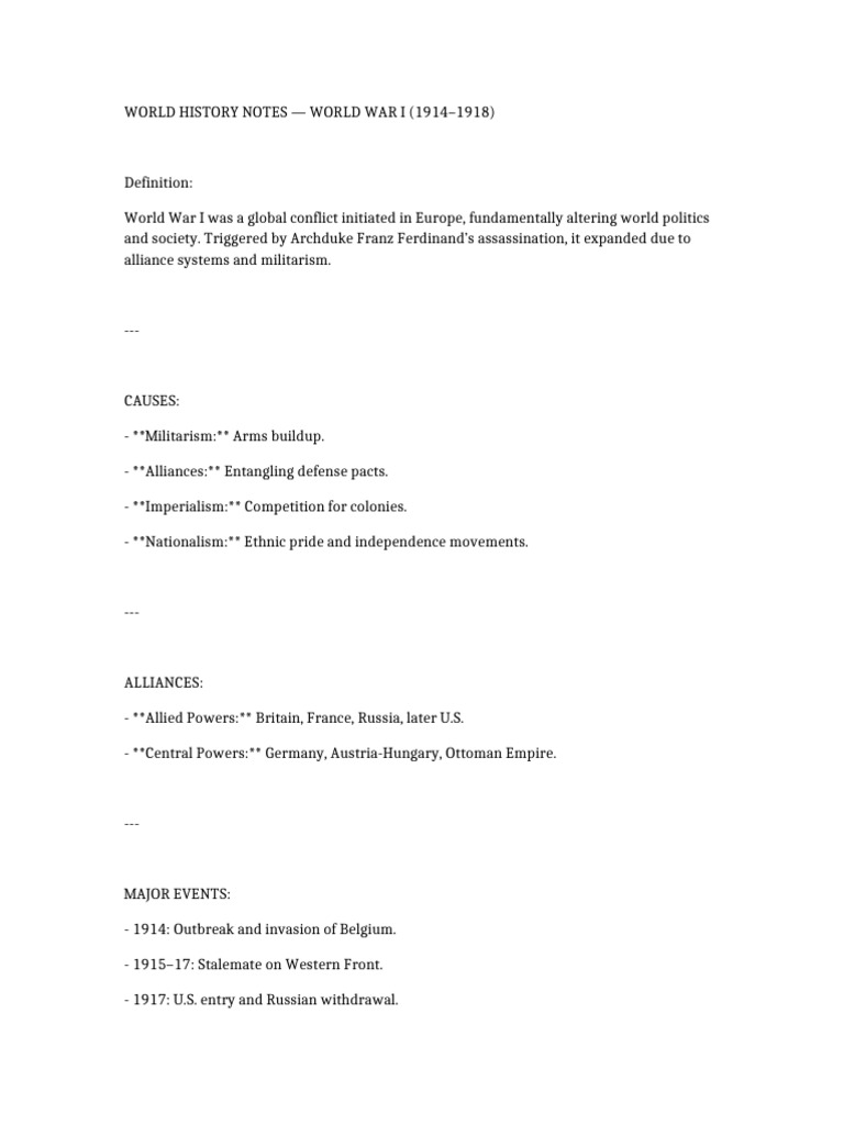 World History World War I | PDF