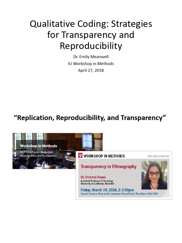 2018-04-27 Wim Meanwell Coding Slides | PDF | Qualitative Research | Data