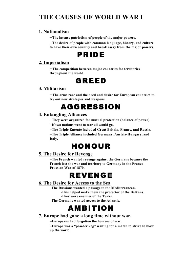 Causes of World War I Explained | PDF