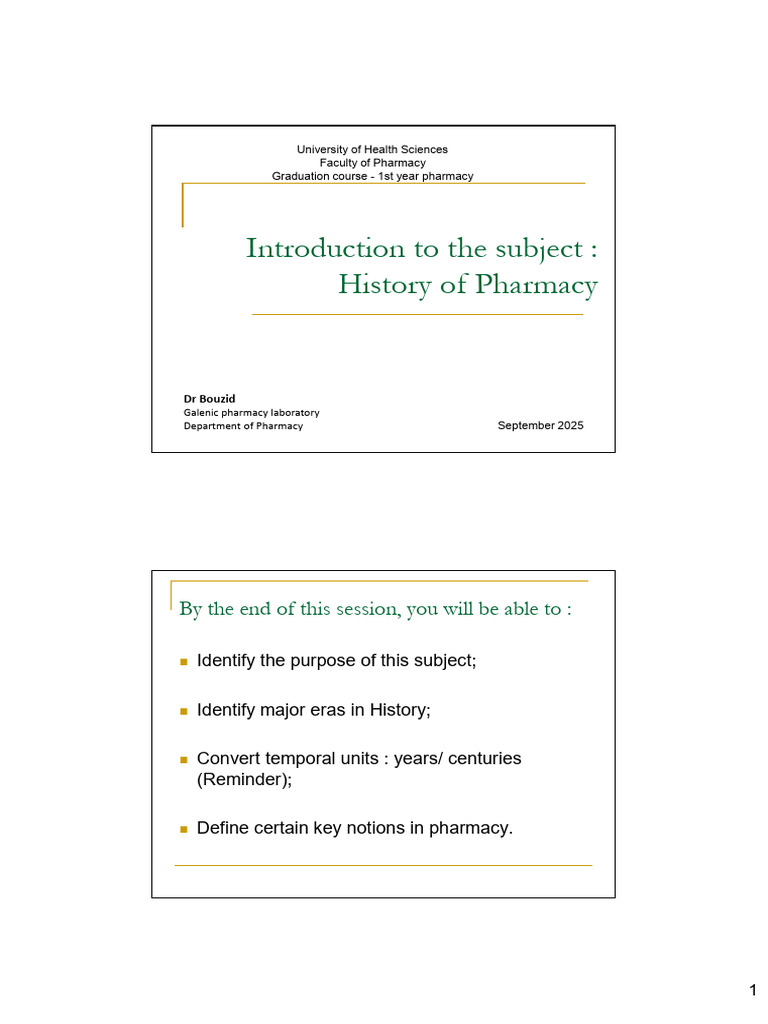 History of Pharmacy Overview | PDF | Anno Domini | Pharmacy