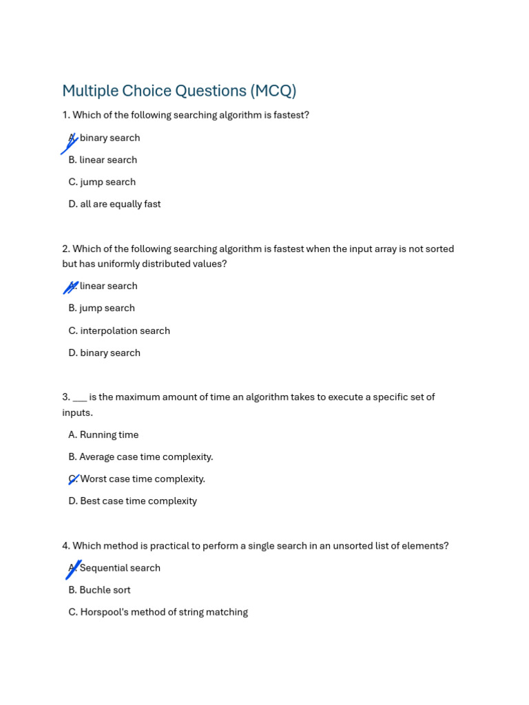 Algoritm Questions | PDF | Time Complexity | Combinatorics