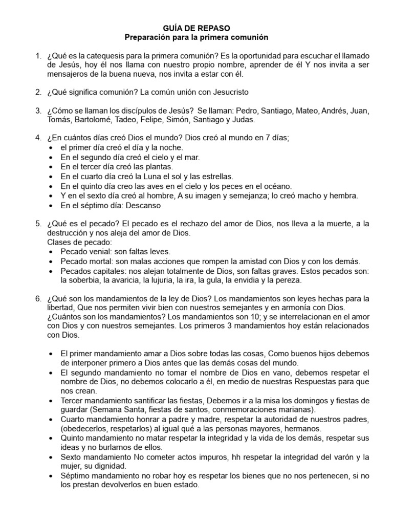Guía de Preparación para la Comunión | PDF | Sacramentos | eucaristía