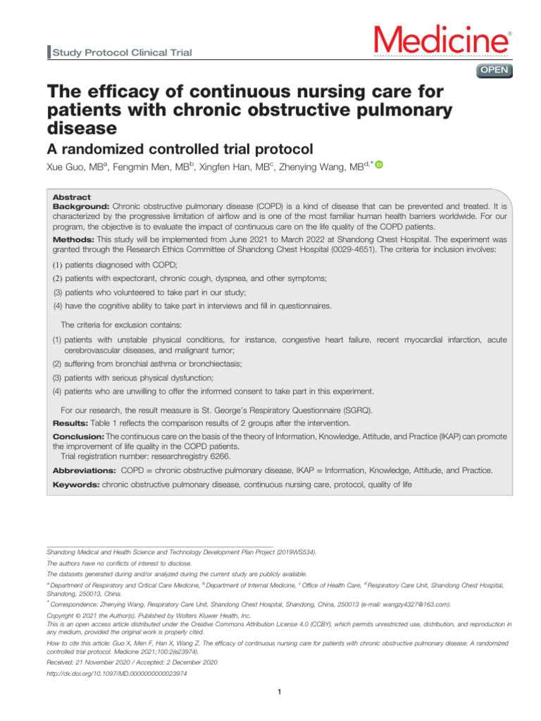 Efficacy of Continuous Nursing in COPD | PDF | Chronic Obstructive ...