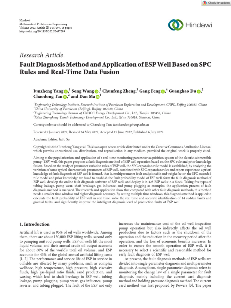 Fault Diagnosis Method and Application of ESP Well Based On SPC Rules ...