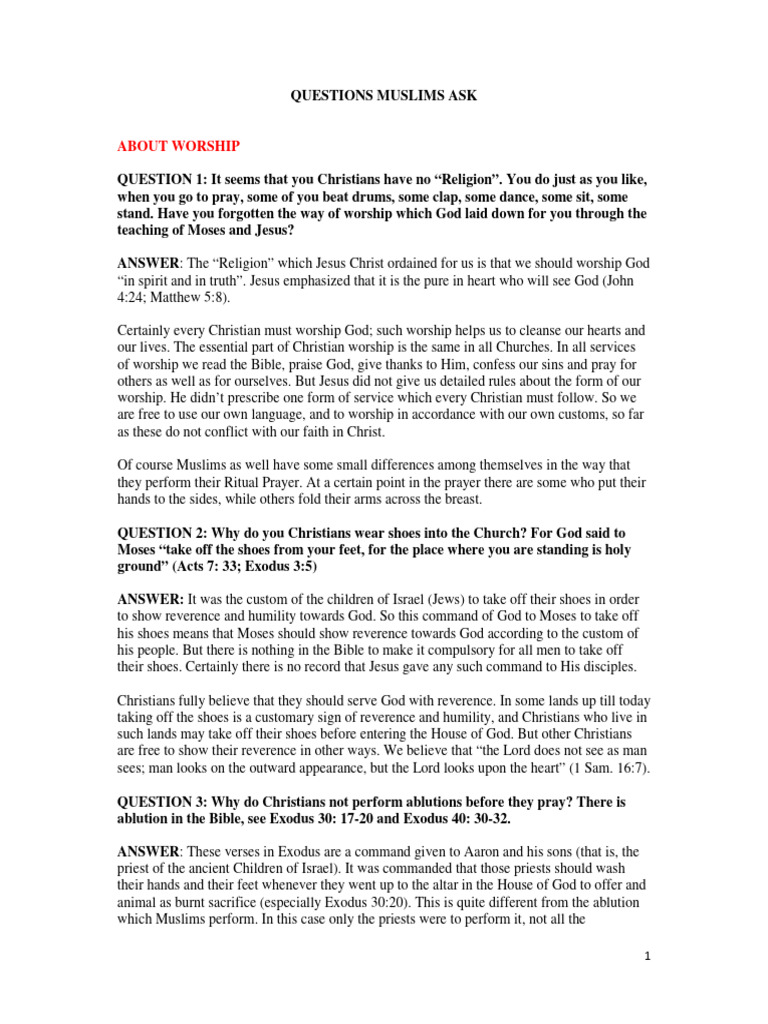 Questions Muslims Ask | PDF | Jesus | God The Father