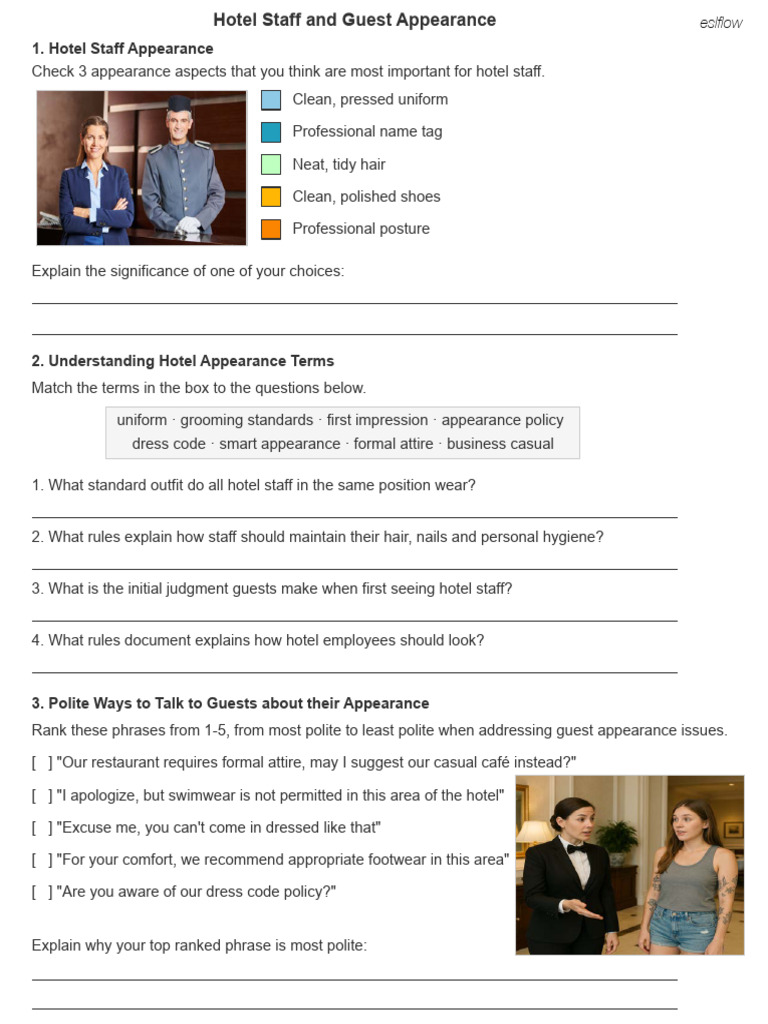 Describing Hotel Staff and Guest Appearance Critical Thinking | PDF ...
