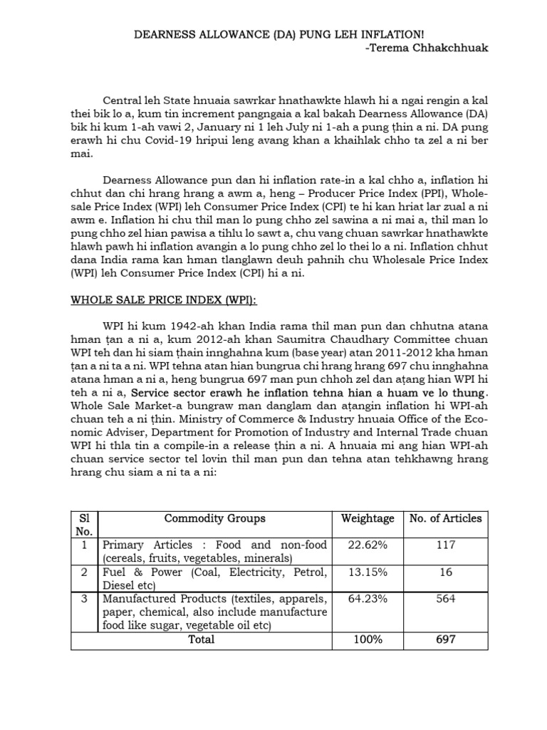 Understanding Dearness Allowance and Inflation | PDF | Reserve Bank Of ...