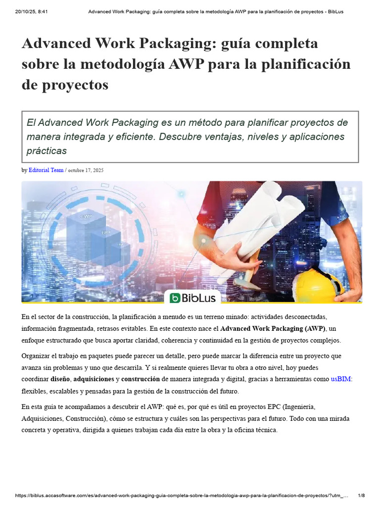 Guía sobre Advanced Work Packaging (AWP) | PDF | Planificación | Diseño