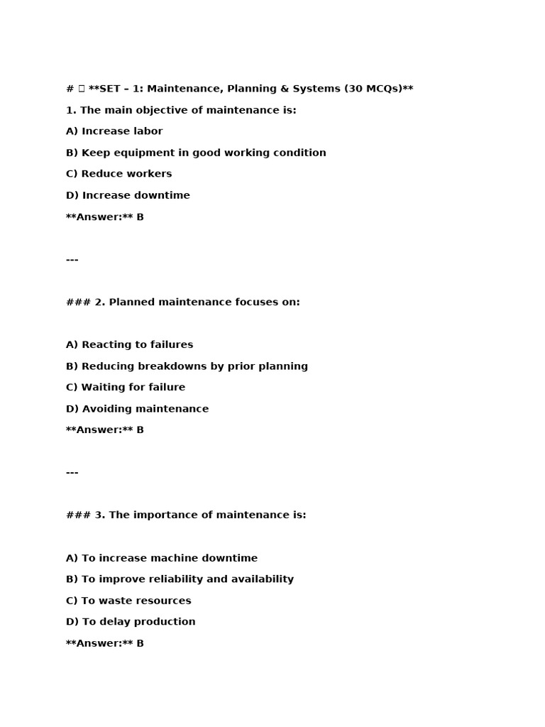 Mrs Lab MCQ With Answers | PDF | Belt (Mechanical) | Reliability Engineering