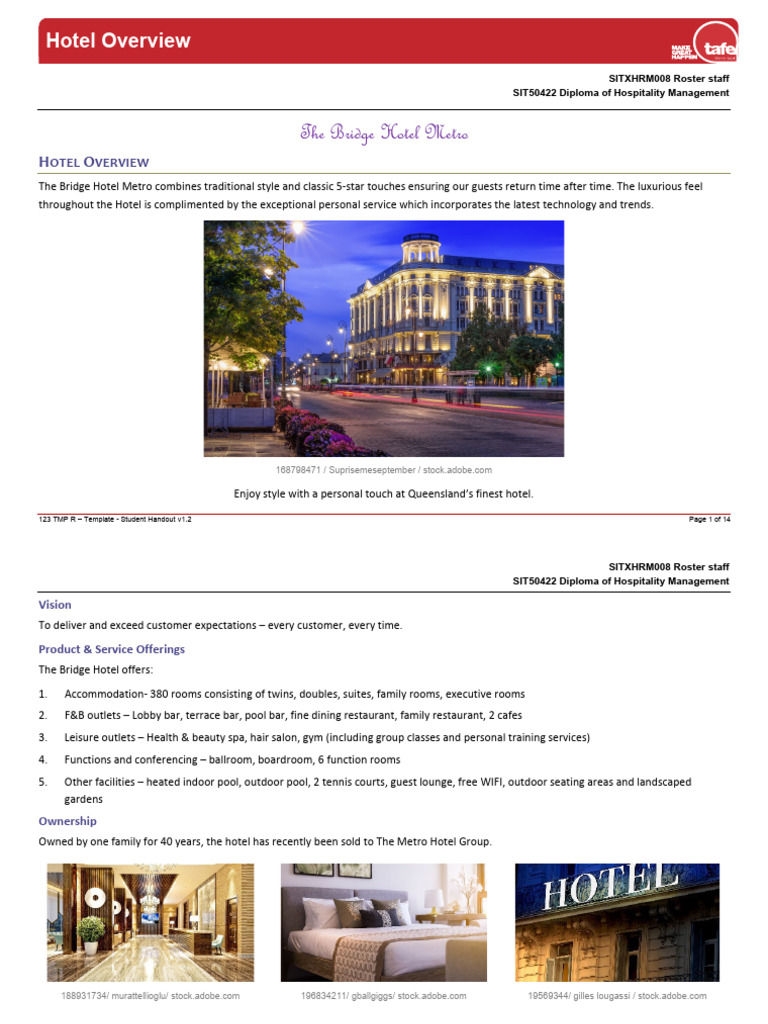 SITXHRM008_AT2_Hotel Overview_SH_TQM_v1 | PDF | Workweek And Weekend ...