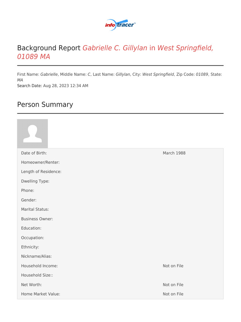 16 Background Report On Gabrielle C. Gillylan in West Springfield ...