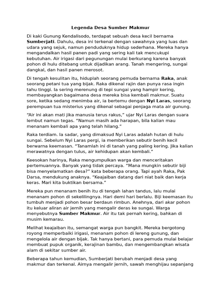 Legenda Desa Sumber Makmur | PDF
