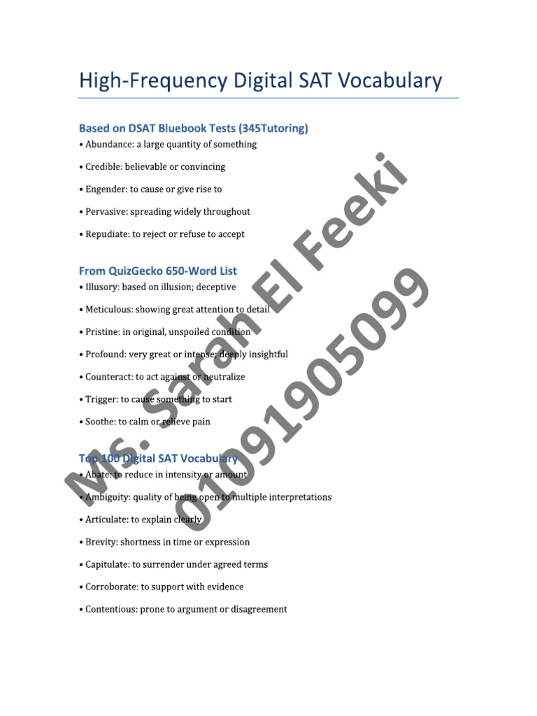 Digital SAT High Frequency | PDF