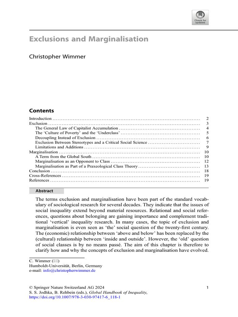 Exclusion and Marginalization | PDF | Social Exclusion | Sociology