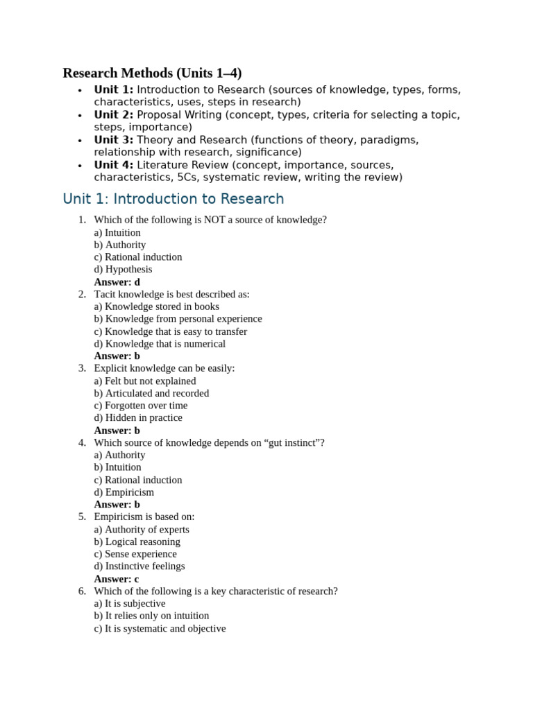 Research Methods Q&A | PDF | Sampling (Statistics) | Theory