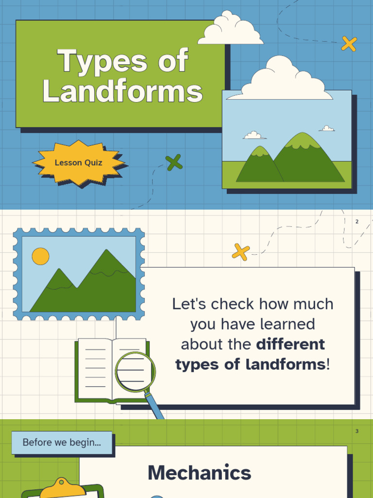 Types of Landforms Education Presentation in Blue Green Yellow Lined ...