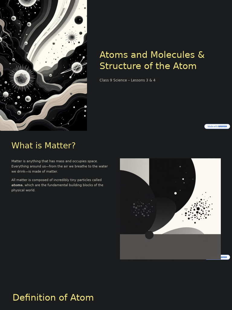 Atoms and Molecules and Structure of The Atom | PDF | Chemistry | Atoms