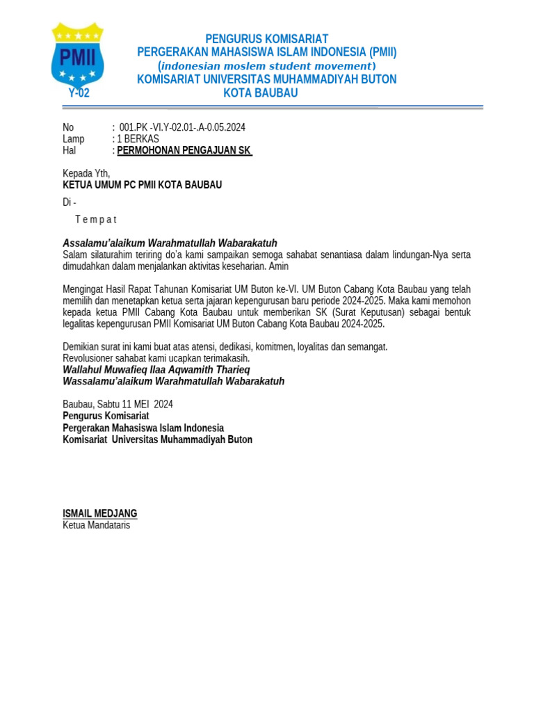 SK Pengurus PMII UM Buton 2024-2025 | PDF