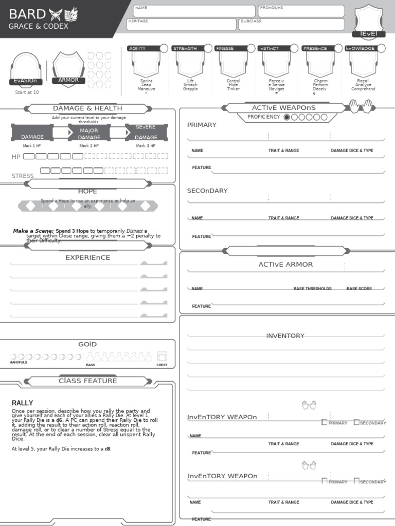Character Sheets and Guides Daggerheart May212025 | PDF | Zoology