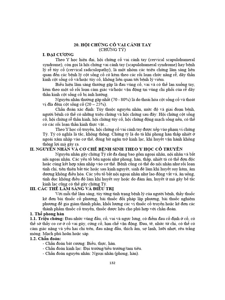 Phac Do Dieu Tri Hoi Chung Co Vai Canh Tay Yhct 2023 | PDF