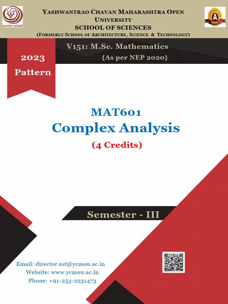 MAT601 Complex Analysis | PDF | Function (Mathematics) | Power Series