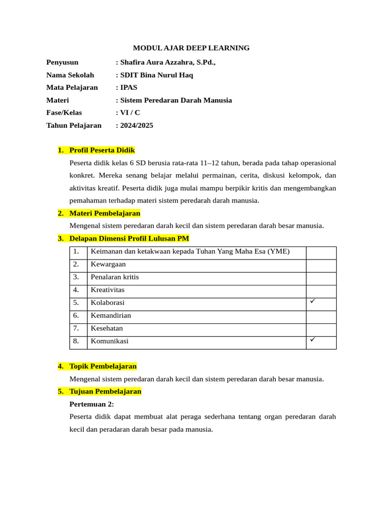 Modul Ajar Deep Learning Kelas 6_ipas_hapsari Dan Shafira | PDF