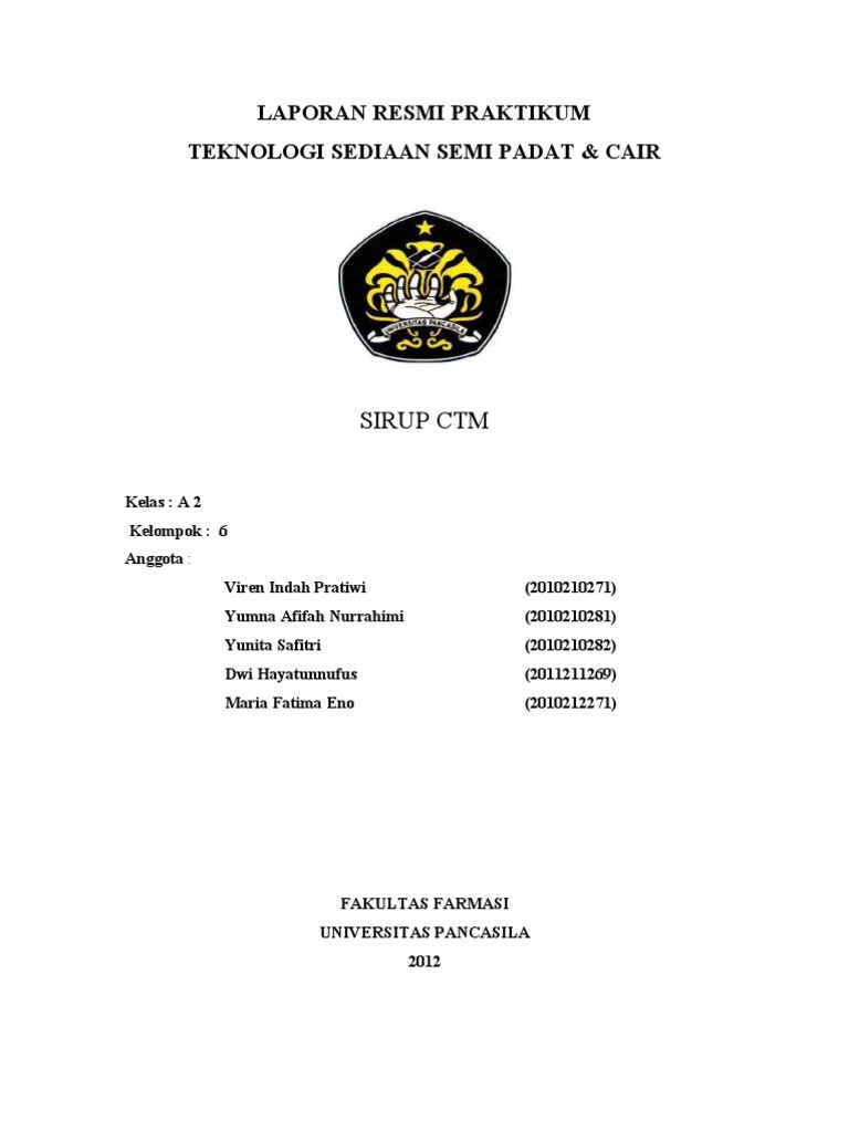 Laporan Resmi Sirup CTM Kel A2-6 | PDF | Kesehatan Holistik
