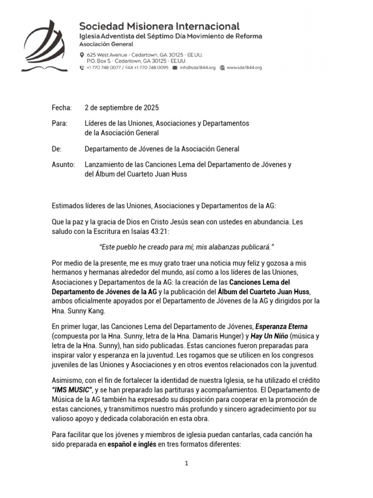 Carta Juventud AG Spanish 2025-09-02 | PDF