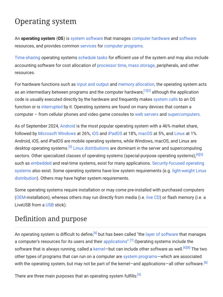Operating System - Wikipedia | PDF | Operating System | Thread (Computing)