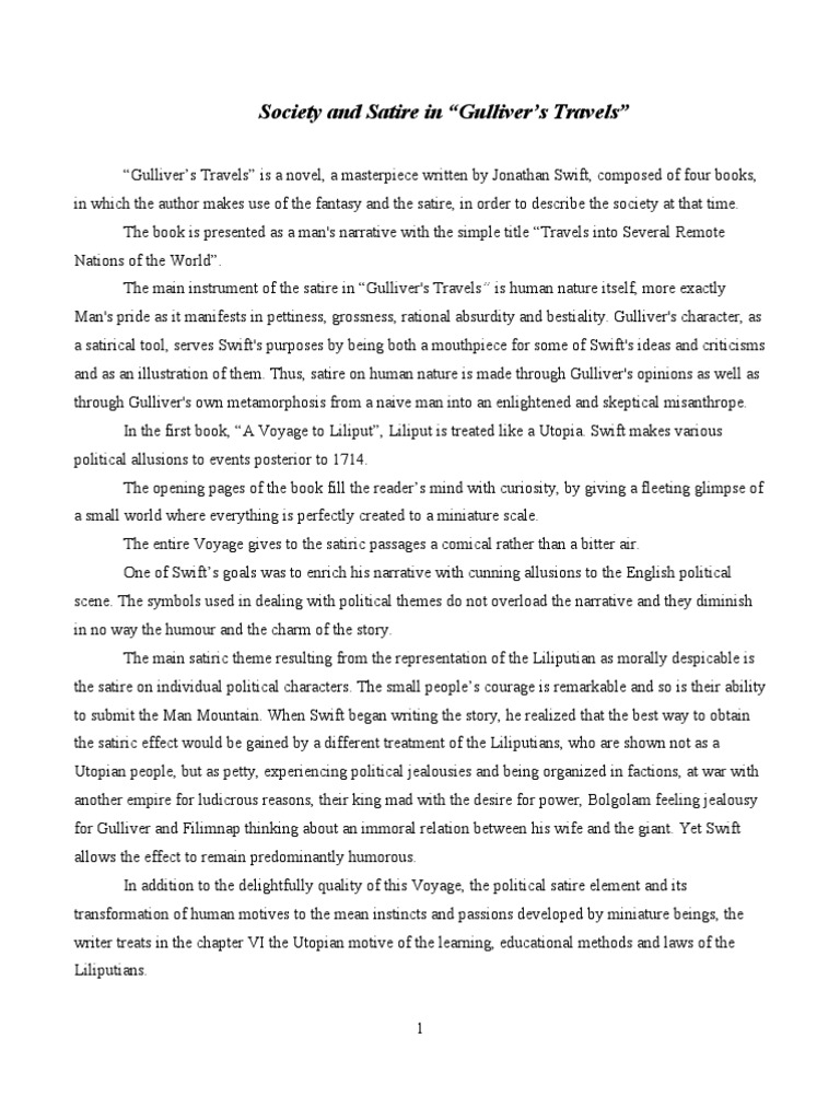 Society and Satire in Gulliver's Travels | PDF | Satire | Gulliver's ...