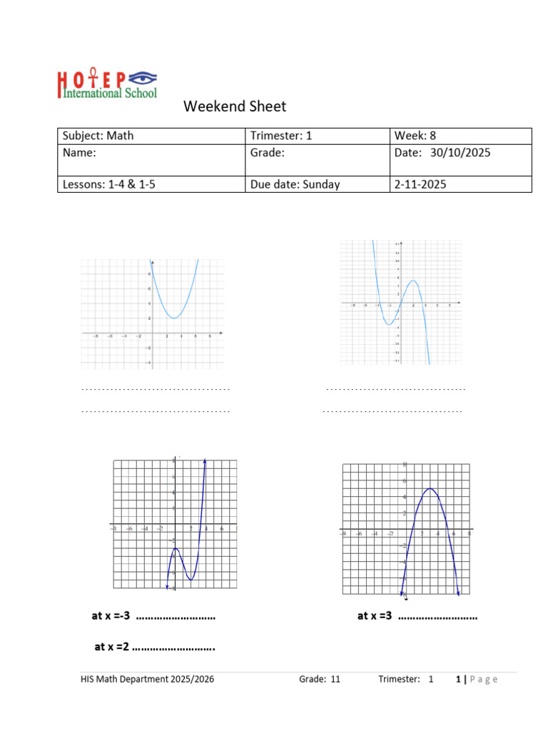 W8 Weekend Sheet (1-4 1-5) | PDF