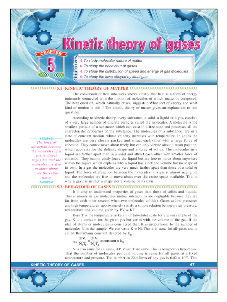 23) Kinetic Theory of Gases | PDF