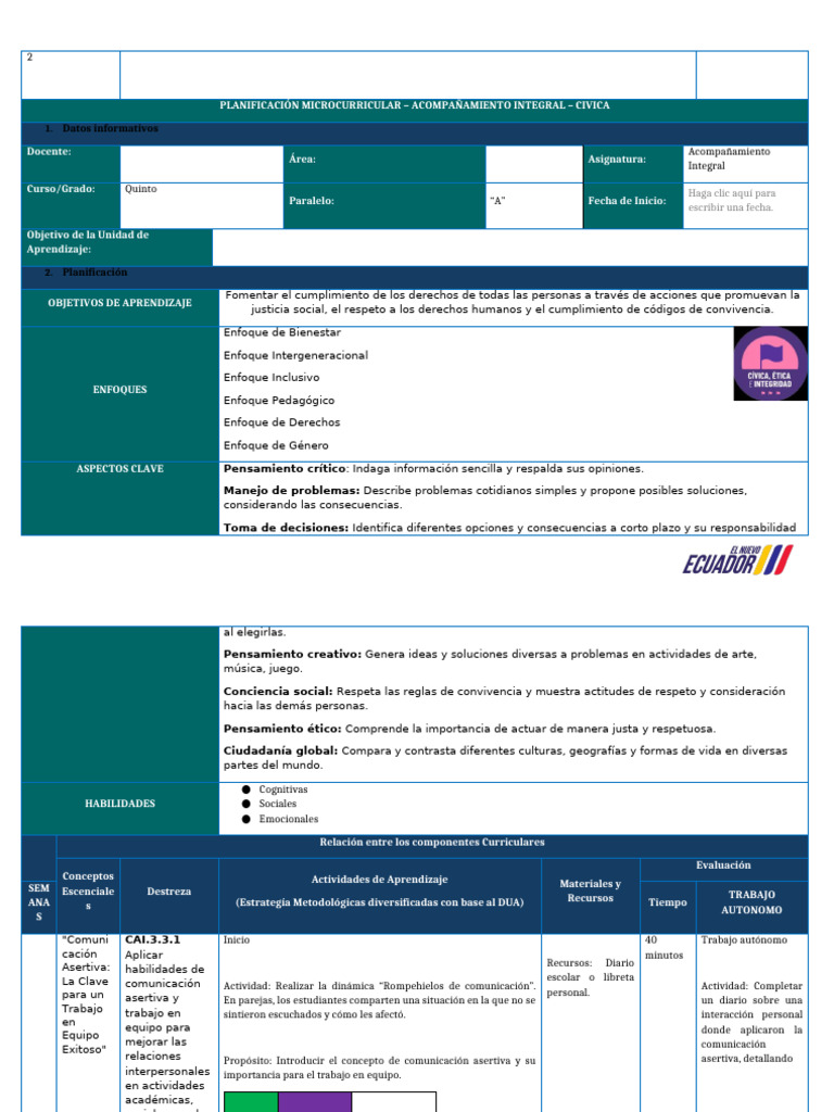 5to Grado-2 Do Trimestre-Acompa - Civica | PDF | Comunicación | Aprendizaje